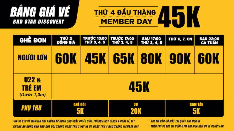 BHD Star Cầu Giấy - Lịch chiếu, Giá vé